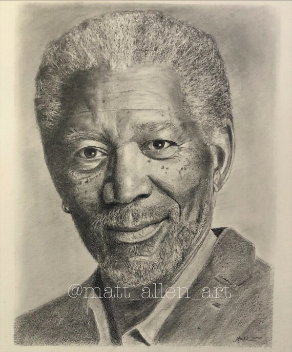 Morgan Freeman Pencil Drawing signed Print - Etsy