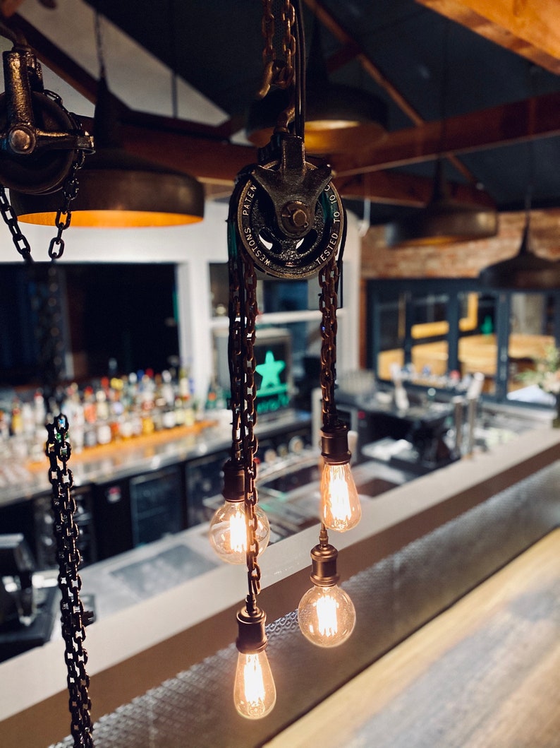 Industrial Lighting Pulley Pendant Light Pair - Etsy