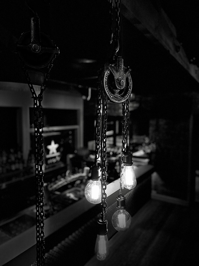 Industrial Lighting Pulley Pendant Light Pair - Etsy