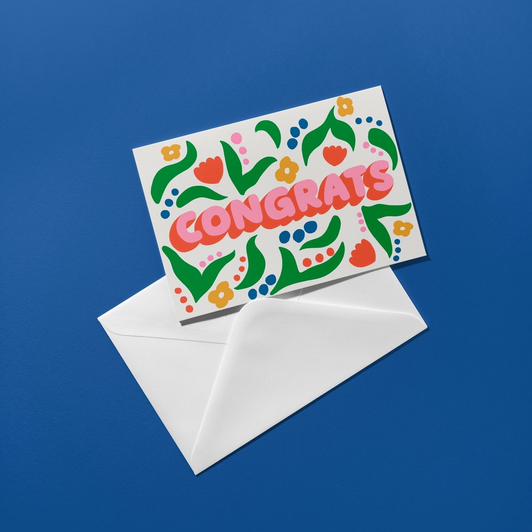 Congrats Floral Card Congratulations Card New Baby, New House, New Job ...