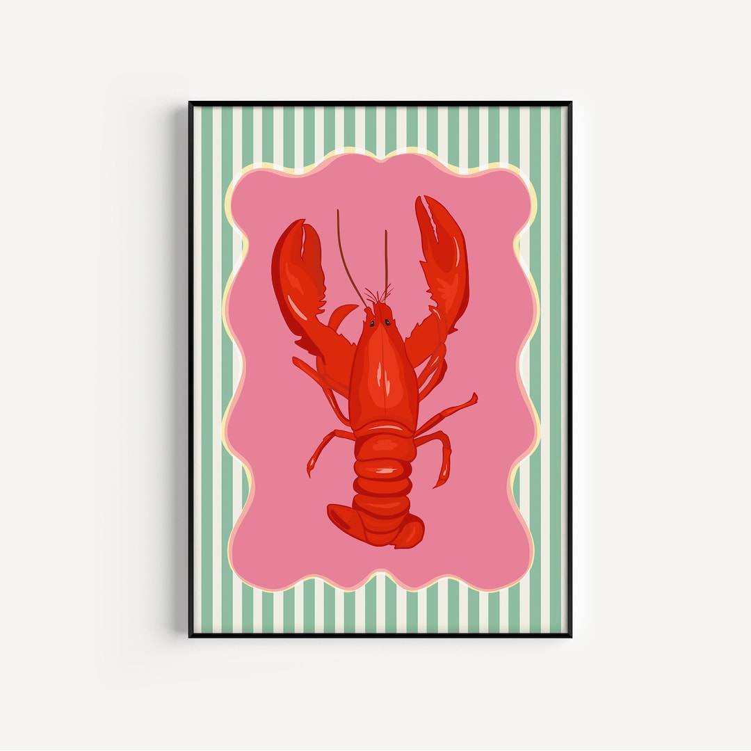 Lobster Funky Home Print Striped Prints Paint Illustration Art Kitchen ...
