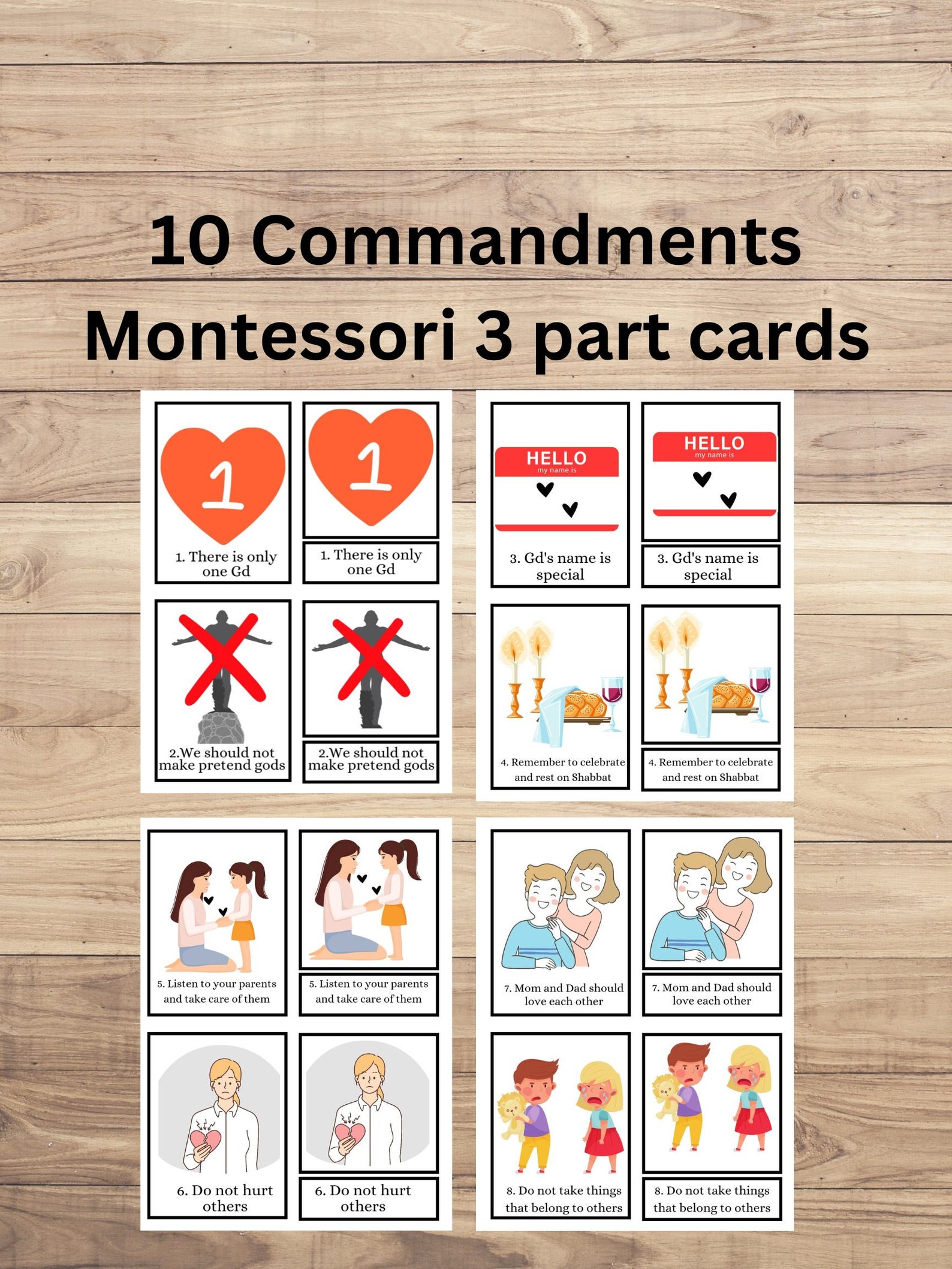10 Commandments Montessori 3 Part Cards - Etsy