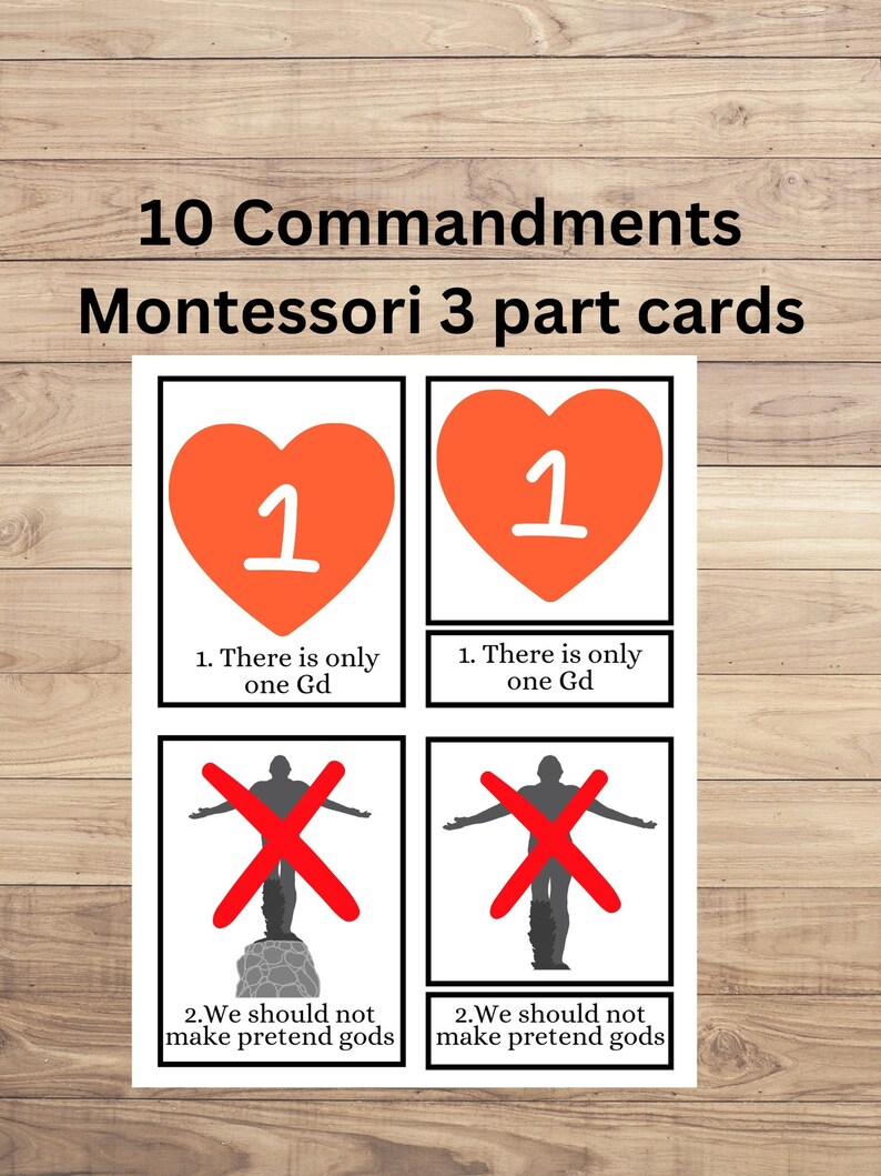 10 Commandments Montessori 3 Part Cards - Etsy
