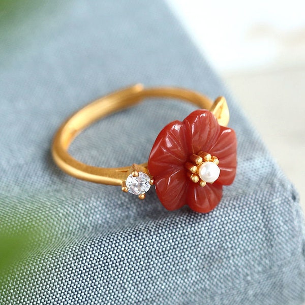 Red Jade Ring - Etsy