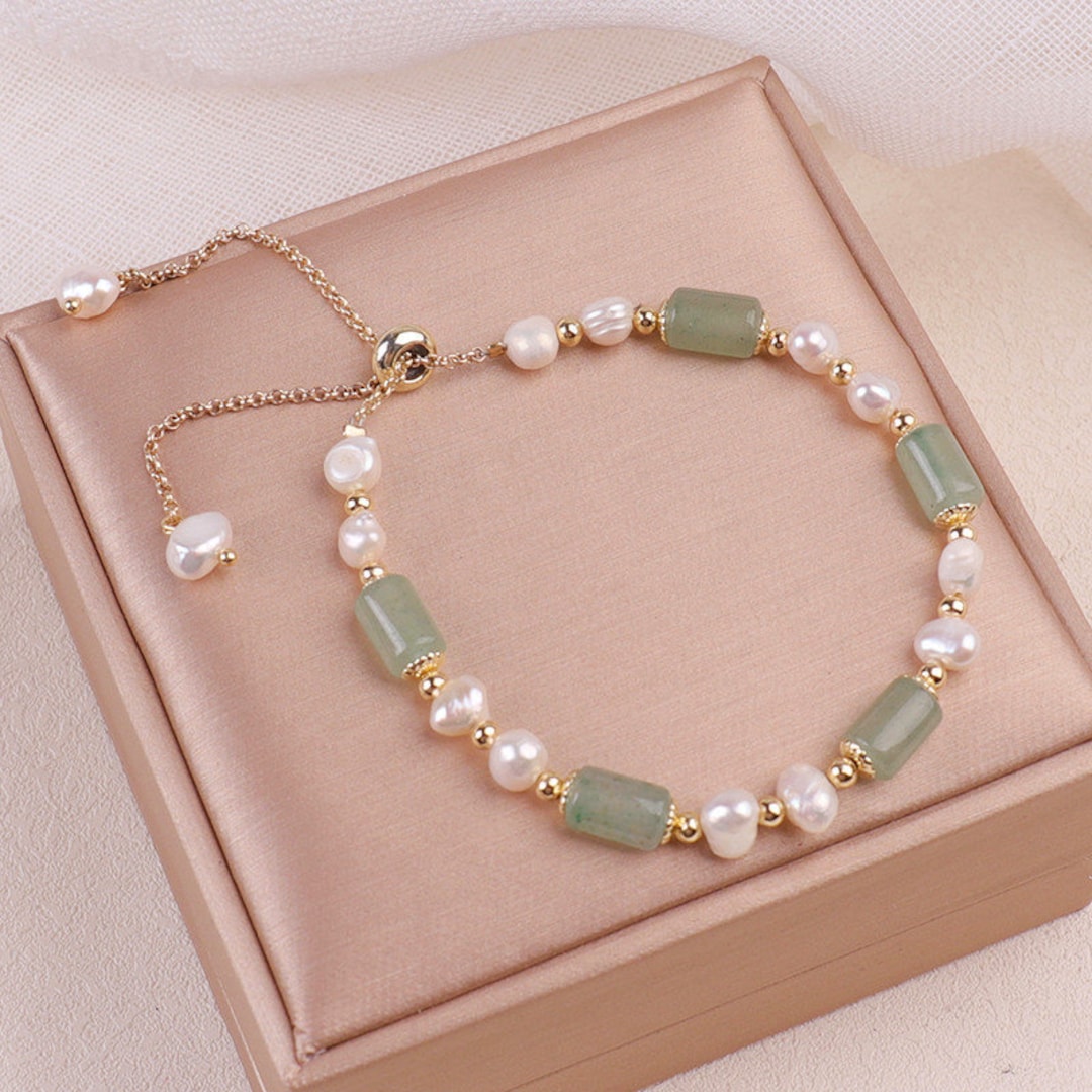 Natural Crystal Jade Bracelet for Women, Fresh Water Adjustable Chain ...