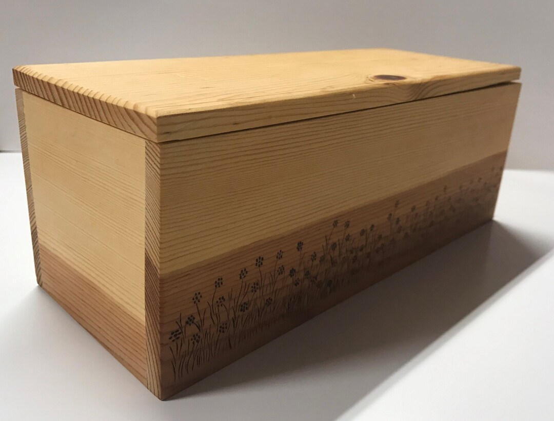 Wood Burnt Box With Divider - Etsy