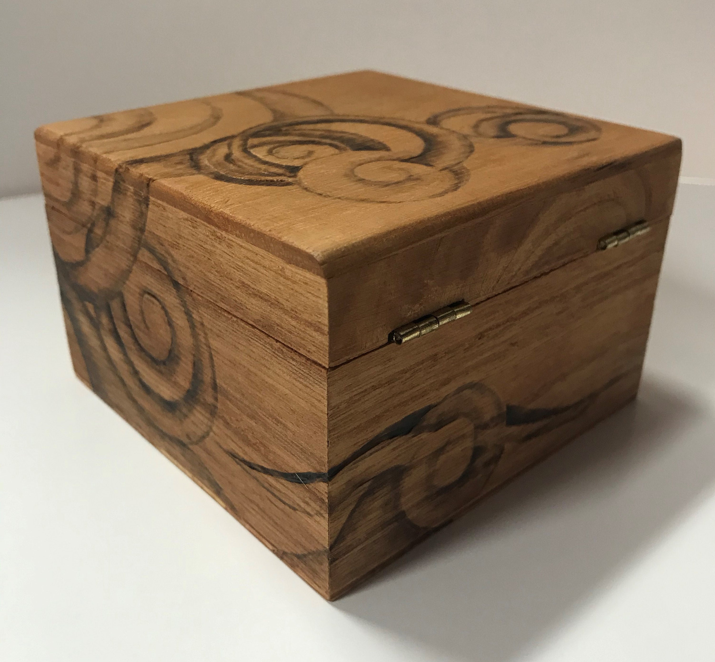 Square Wood Burnt Box - Etsy