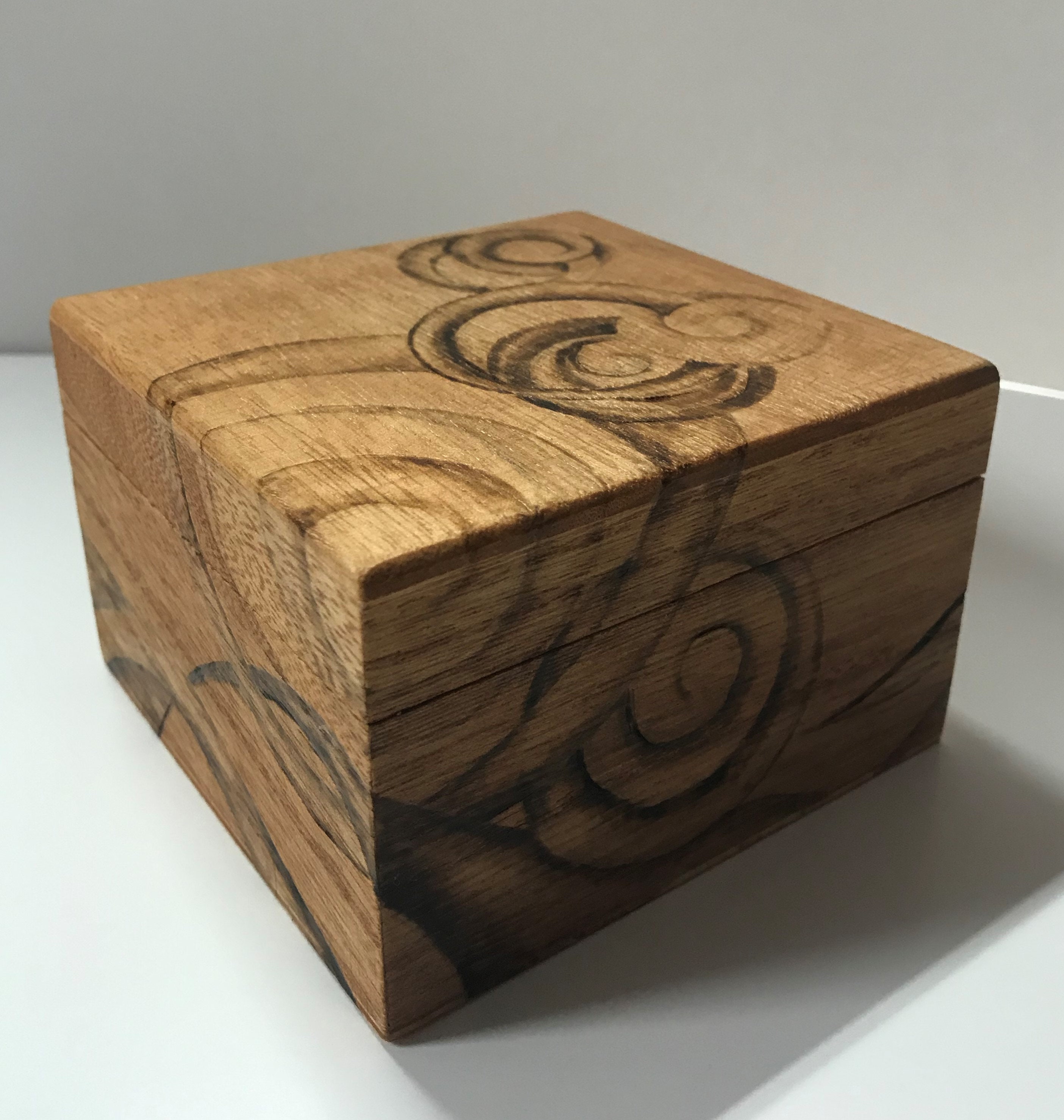 Square Wood Burnt Box - Etsy