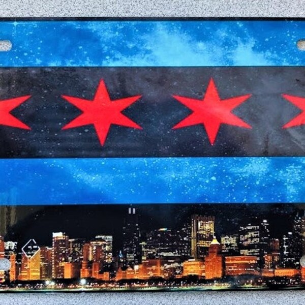 Chicago Flag License Plate Frame - Etsy
