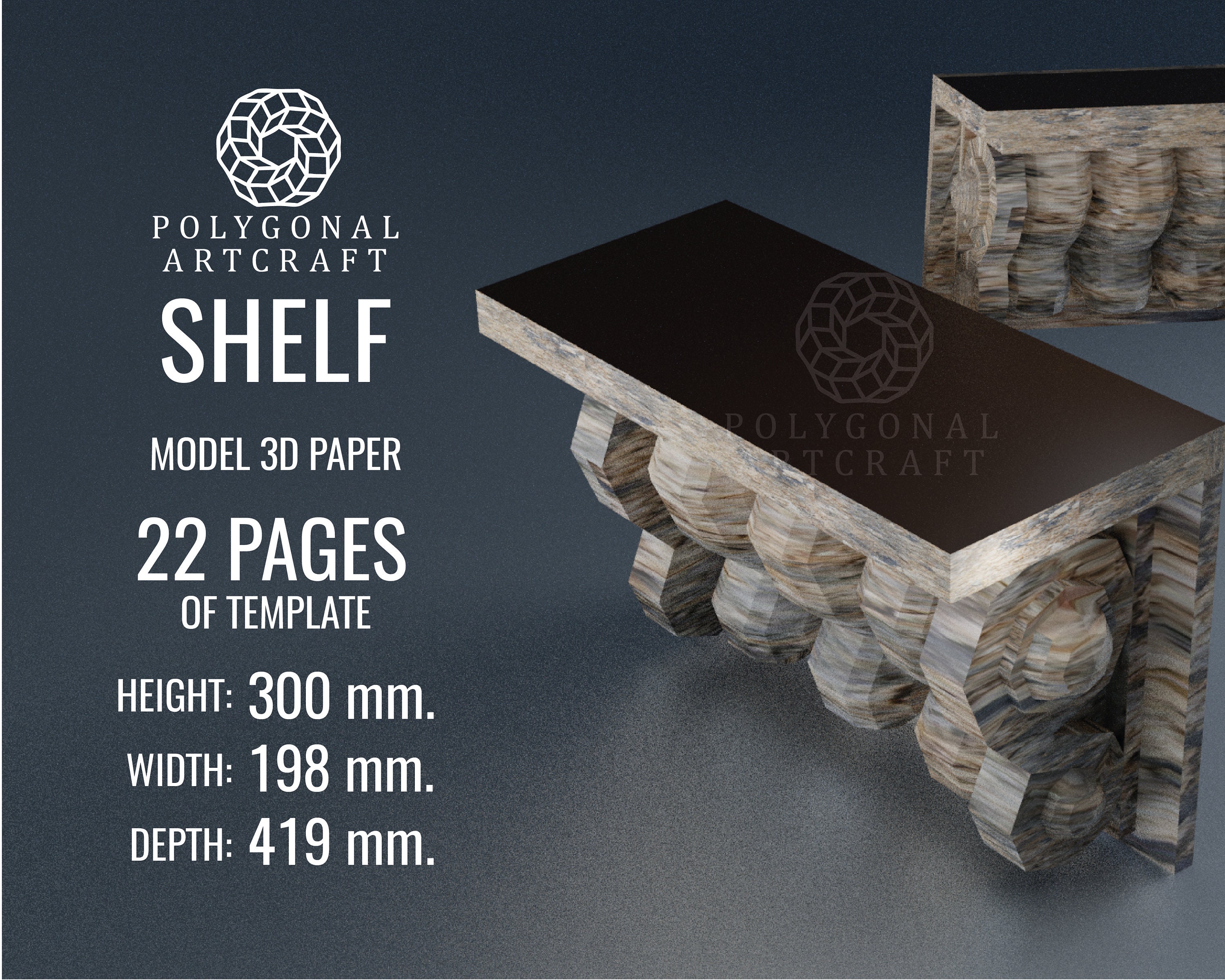 Shelf wall Papercraft 3d lowpoly PDF Template | Etsy