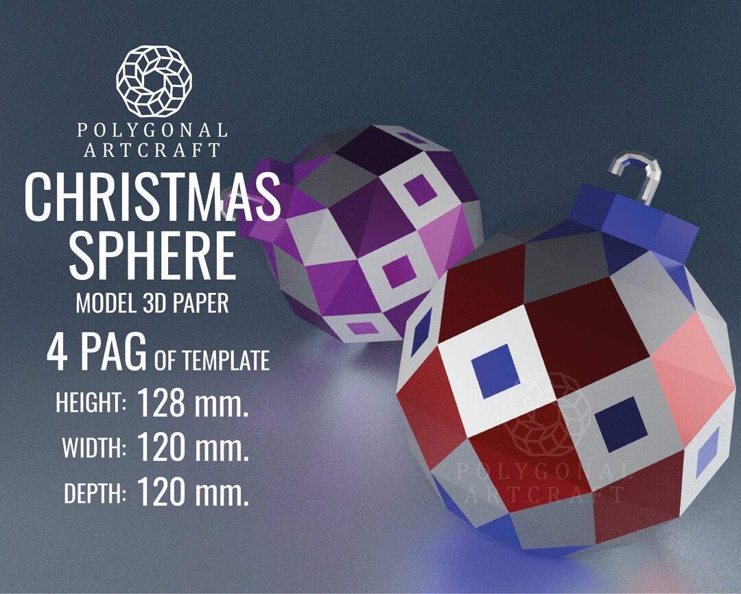 Christmas sphere Papercraft 3D lowpoly PDF Templante 3D - Etsy España