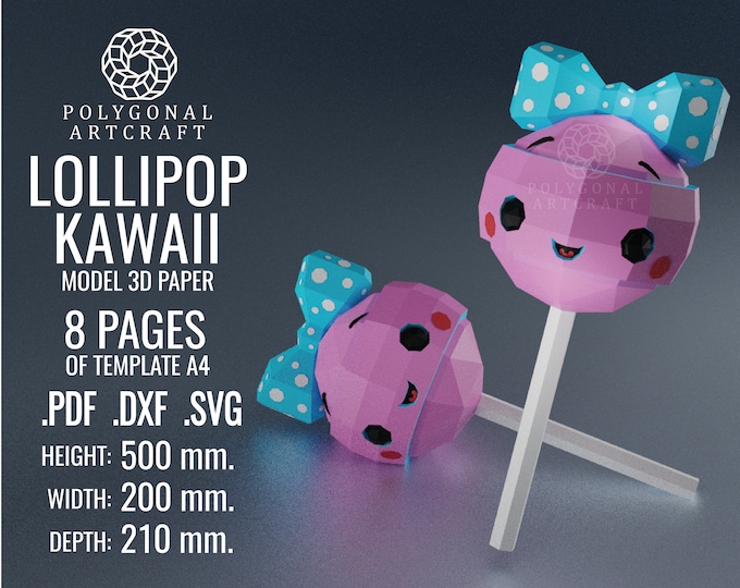 LOLLIPOP Papercraft 3d Lowpoly Pdf DXF SVG Template - Etsy