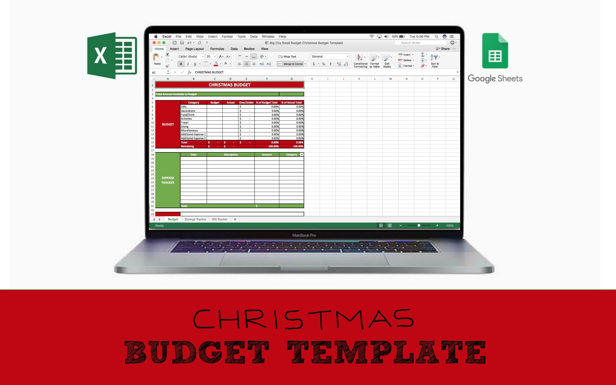 Christmas Budget Template | Spending Tracker | Gift Tracker | Microsoft ...