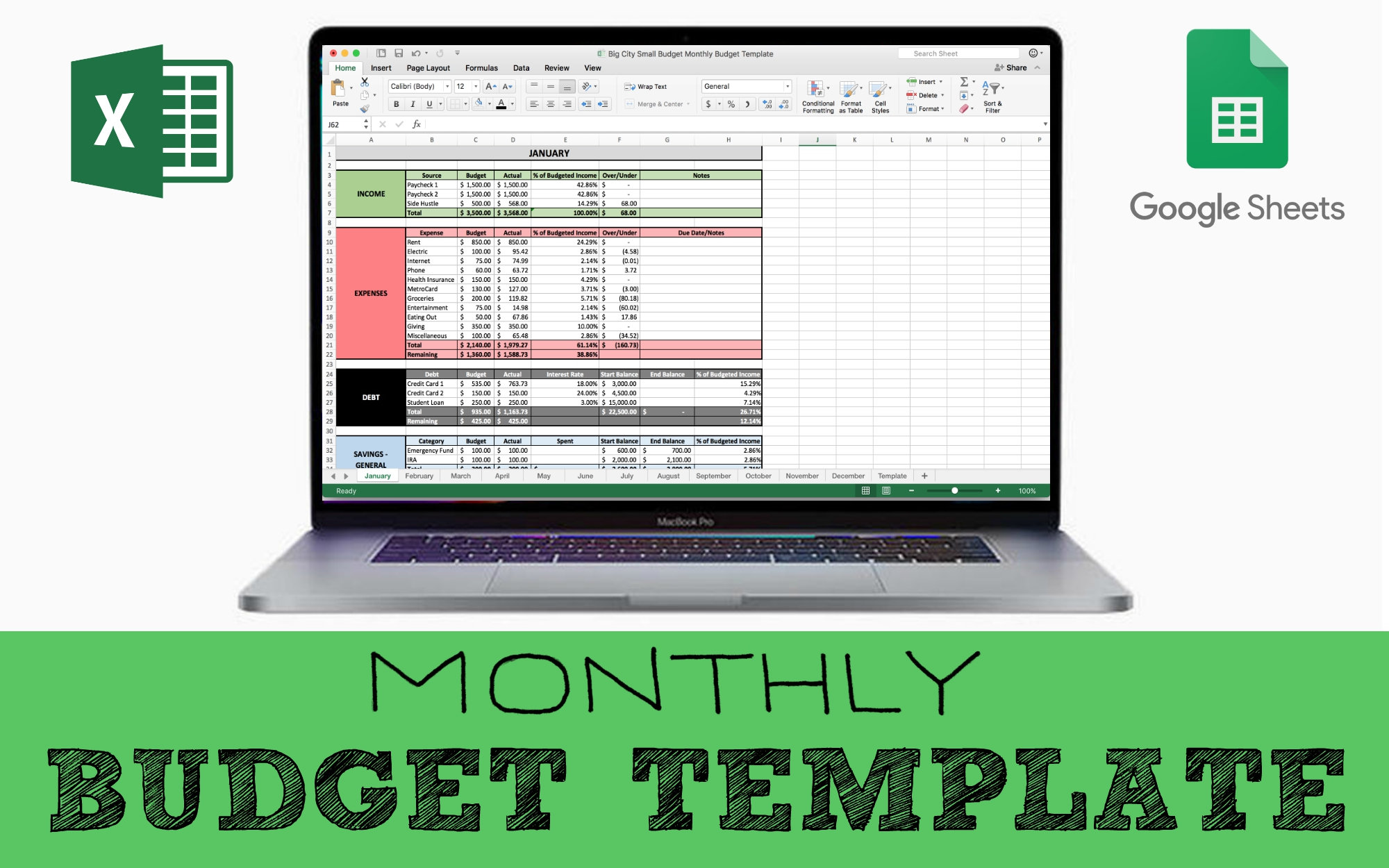 Monthly Budget Template | Spending Tracker | Zero-based Budget ...