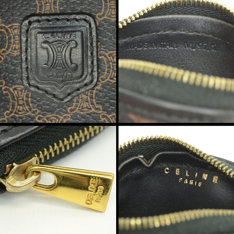 Authentic Celine Monogram Logo Coin Case Brown Leather GP | Etsy