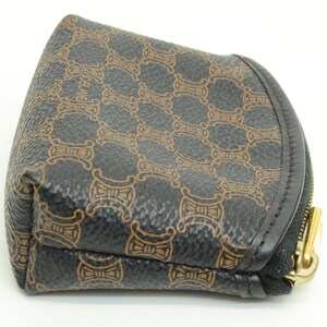 Authentic Celine Monogram Logo Coin Case Brown Leather GP Vintage Pouch ...