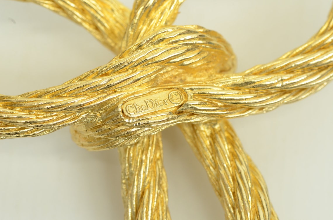 Authentic Christian Dior Pin Gold GP Ribbon Brooch Signature - Etsy