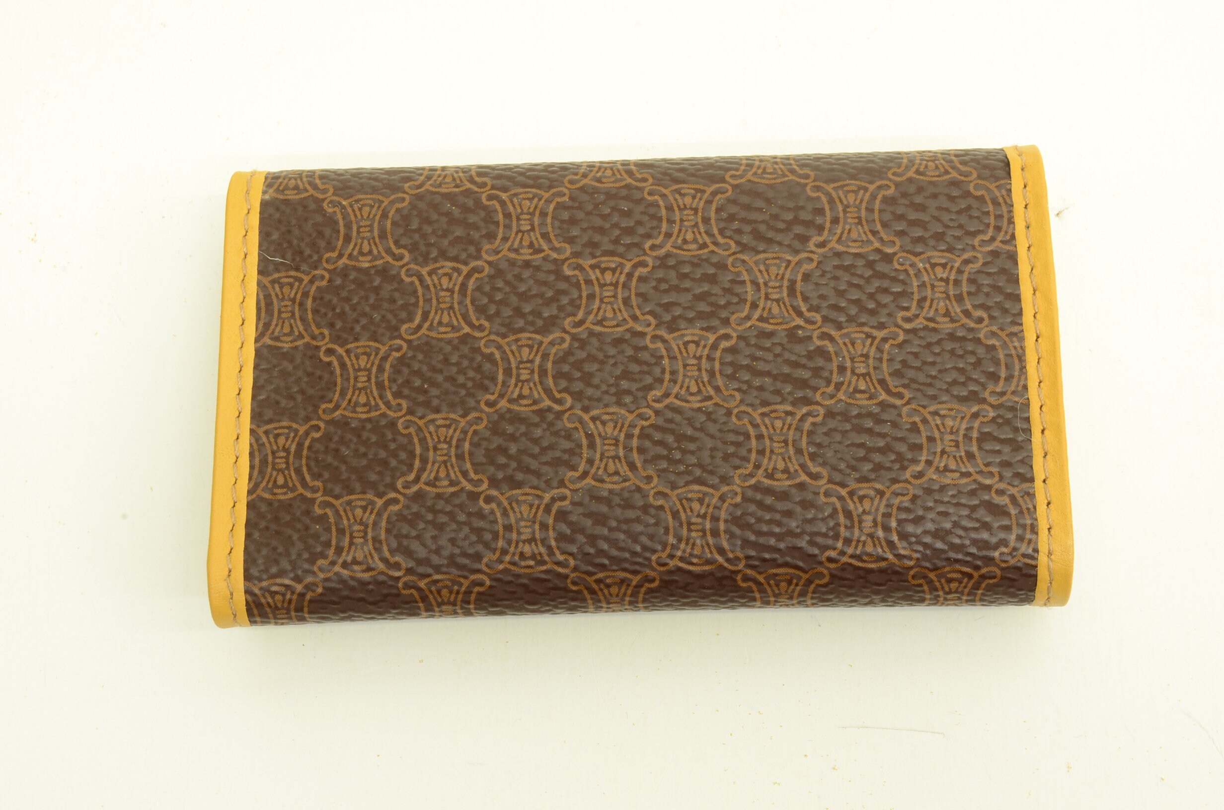 Authentic Celine Monogram Leather Key Ring Wallet Logo Brown Authentic Celine Monogram Leather Key Ring Wallet Logo Brown