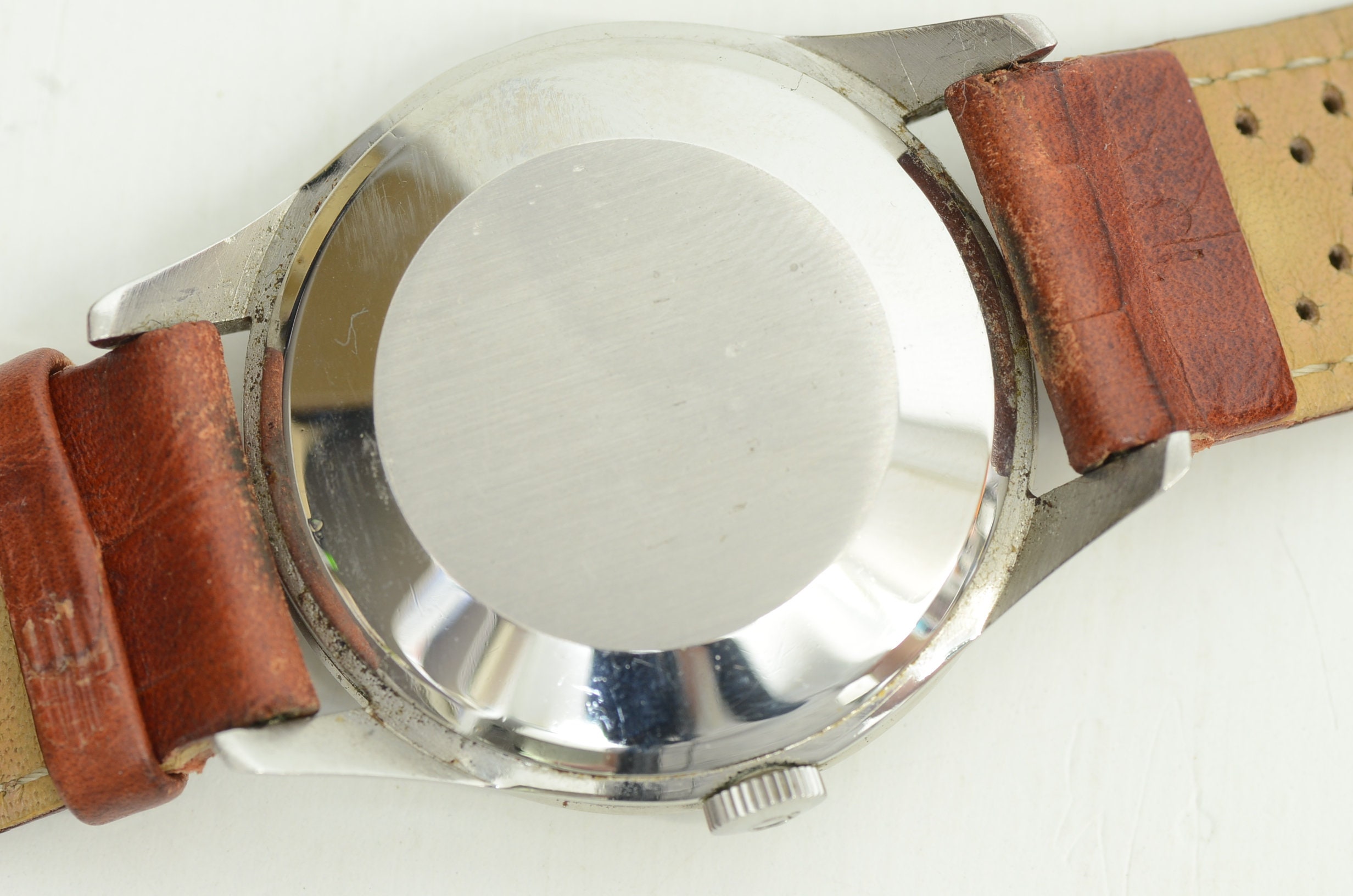 Omega Stainless Steel Silver Case Mens Gold Hands Brown | Etsy