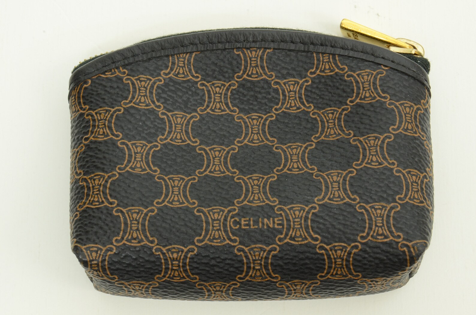 Authentic Celine Monogram Logo Coin Case Brown Leather GP | Etsy