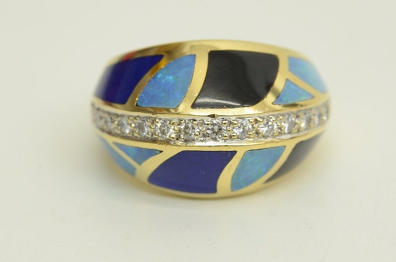 Authentic Ash Grossbardt 18k Gold Ring Diamond Blue Hardstone - Etsy