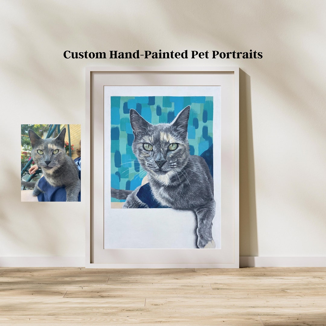 Custom Realistic Acrylic Pet Portrait Painting From Photo Hand-painted ...