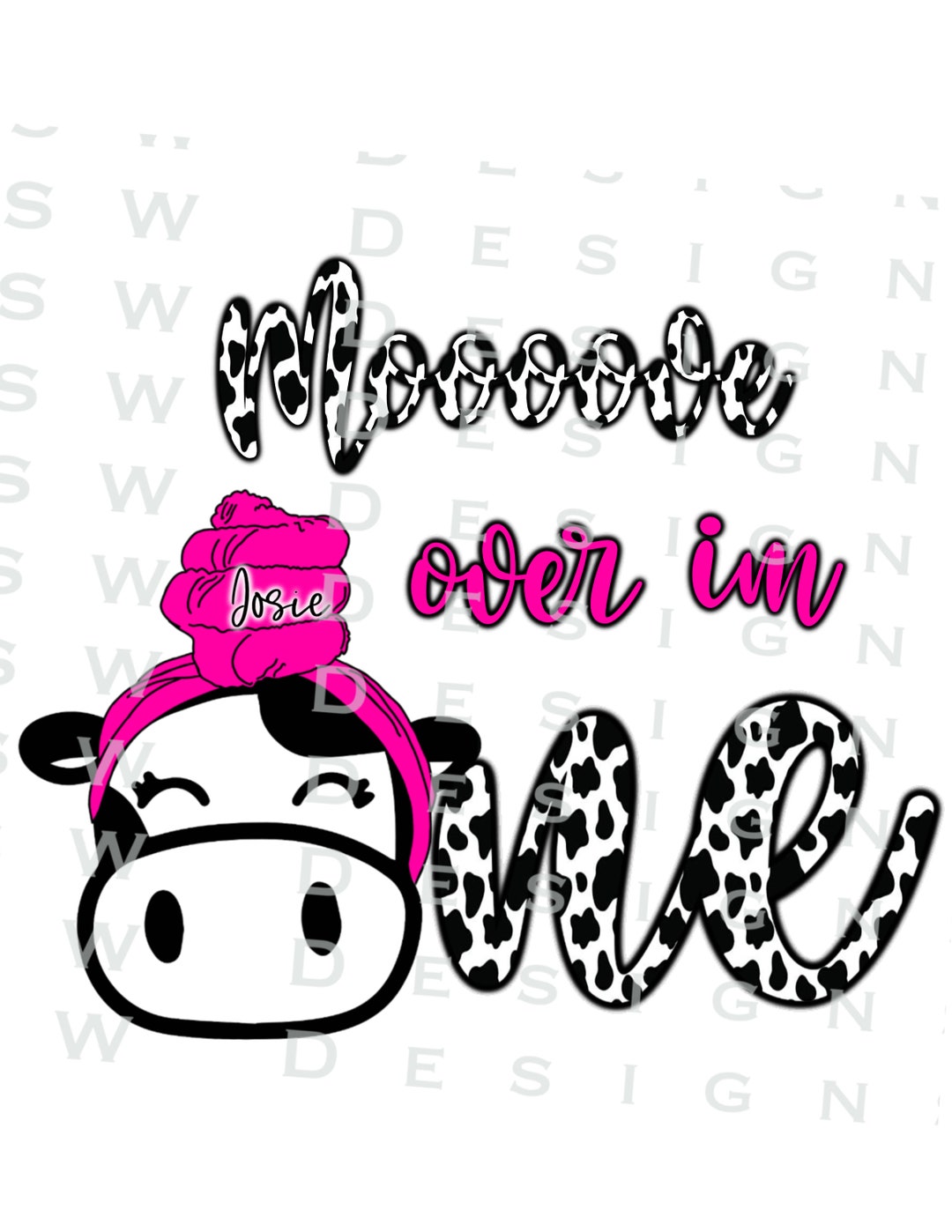 First Birthday Cowprint HOT PINK PNG - Etsy