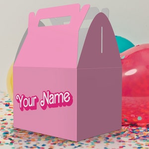 Personalized Pink Doll Theme Party Favor Boxes |pink Theme | Blue Theme ...
