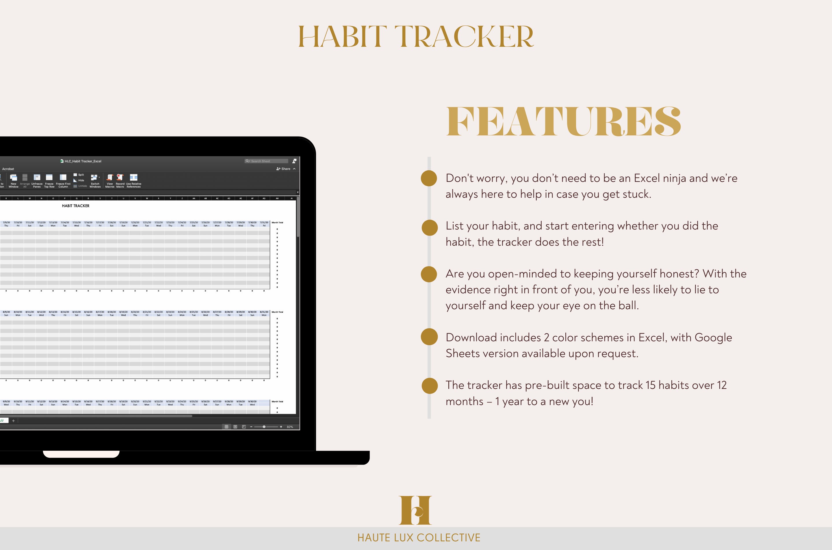 HABIT TRACKER | Excel Spreadsheet Google Sheets, Habit Tracker Routine ...