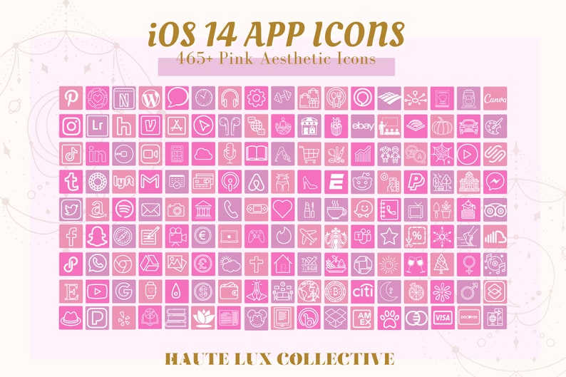 465 IOS14 App Icons IOS14 Aesthetic, IOS Icons Bundle, Pink Icon Theme ...