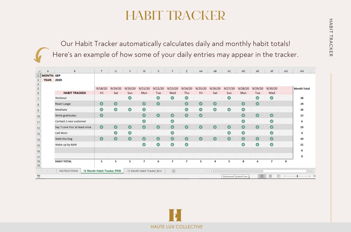 HABIT TRACKER | Excel Spreadsheet Google Sheets, Habit Tracker Routine ...