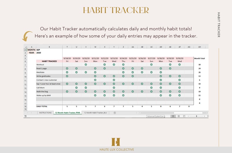 HABIT TRACKER | Excel Spreadsheet Google Sheets, Habit Tracker Routine ...
