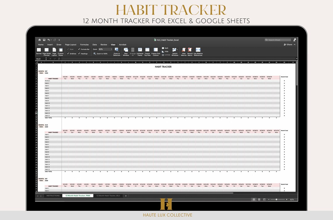 HABIT TRACKER | Excel Spreadsheet Google Sheets, Habit Tracker Routine ...