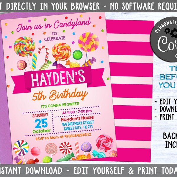 Candyland Invitation - Etsy