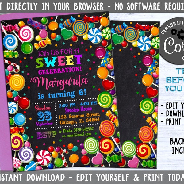 Candyland Invitation - Etsy