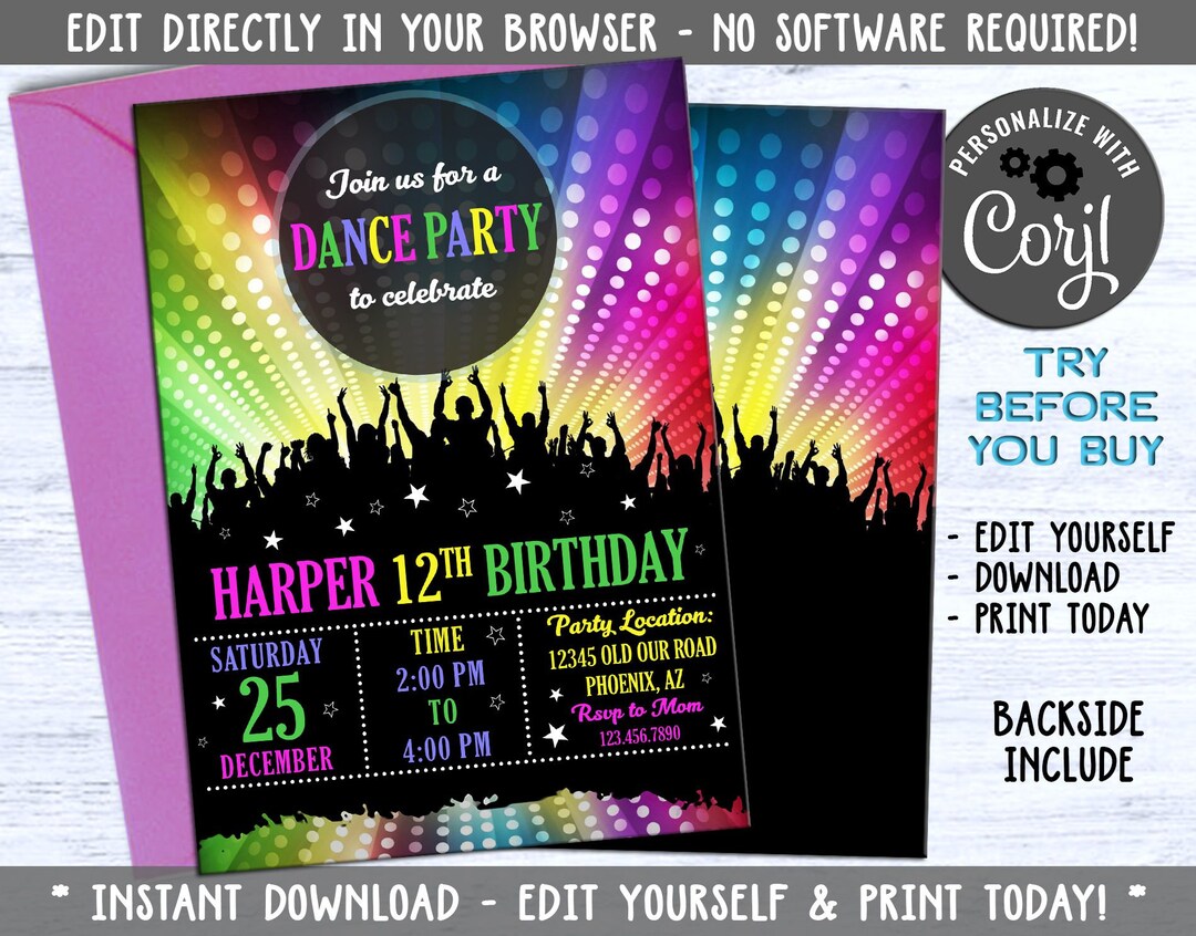 Dance Party Invitation Disco Dance Party Invitation Disco - Etsy UK