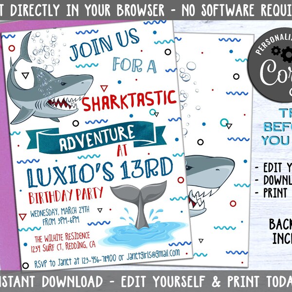 Shark Bite Invite - Etsy
