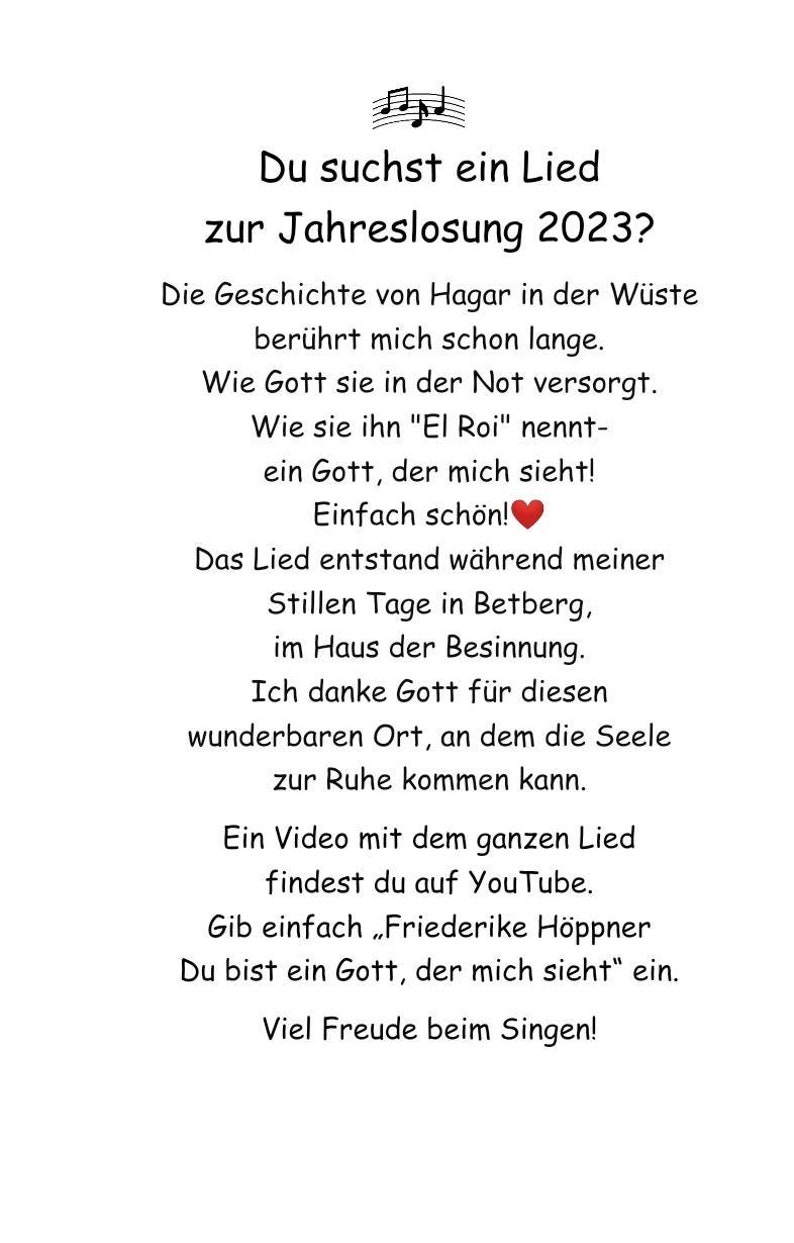 Jahreslosung 2023 Du Bist Ein Gott Der Mich Sieht Lied Zur - Etsy