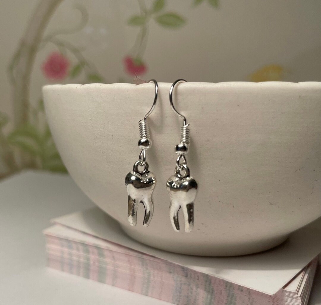 Silver Teeth Earrings - Etsy