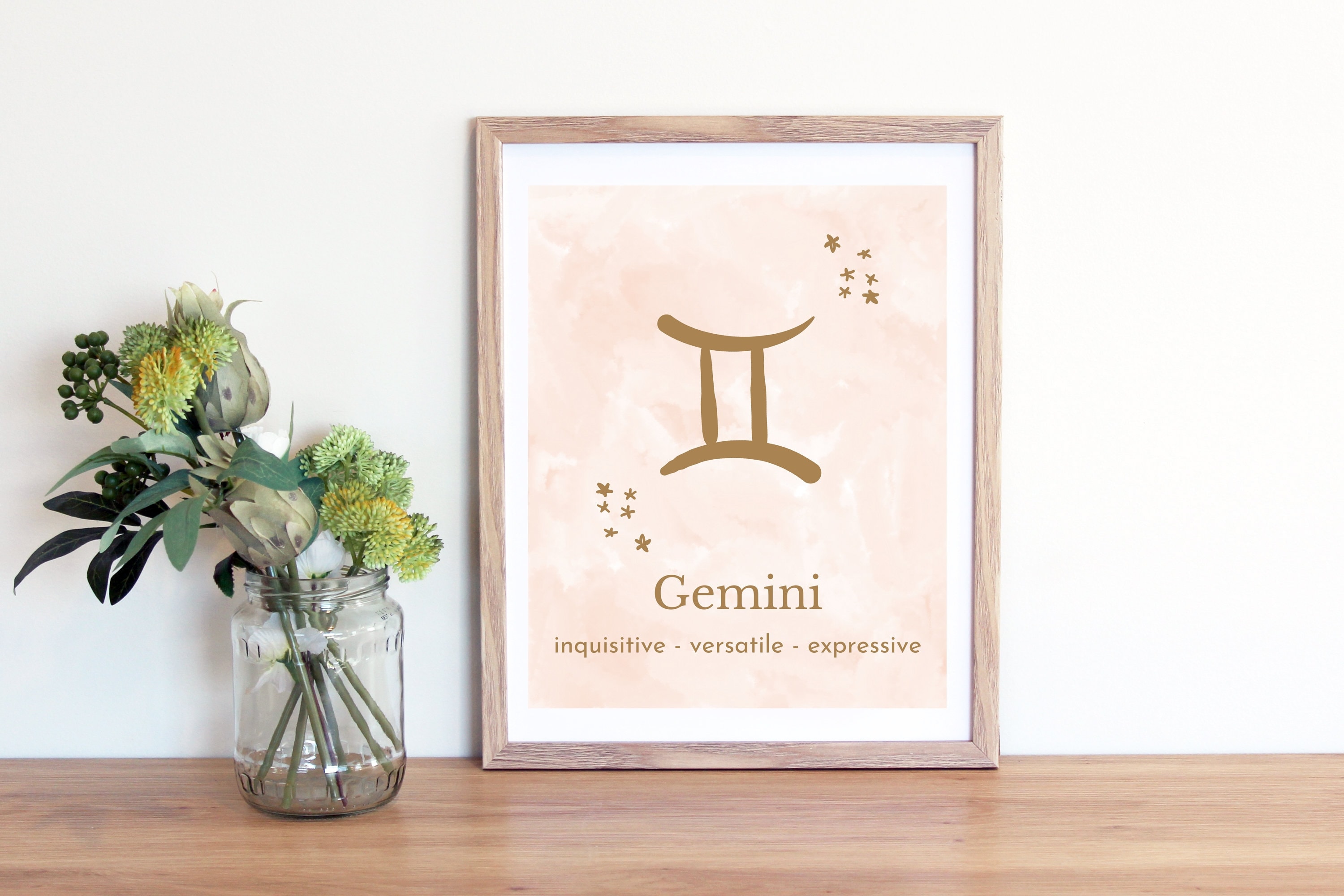 Gemini Star Sign Printable Wall Art Digital Download Zodiac - Etsy