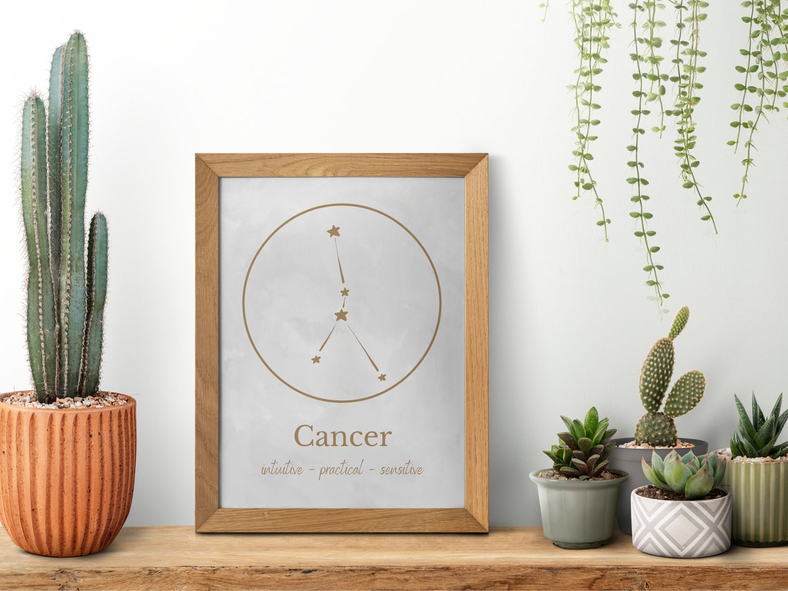 Cancer Star Sign Printable Wall Art, Digital Download, Zodiac Print ...