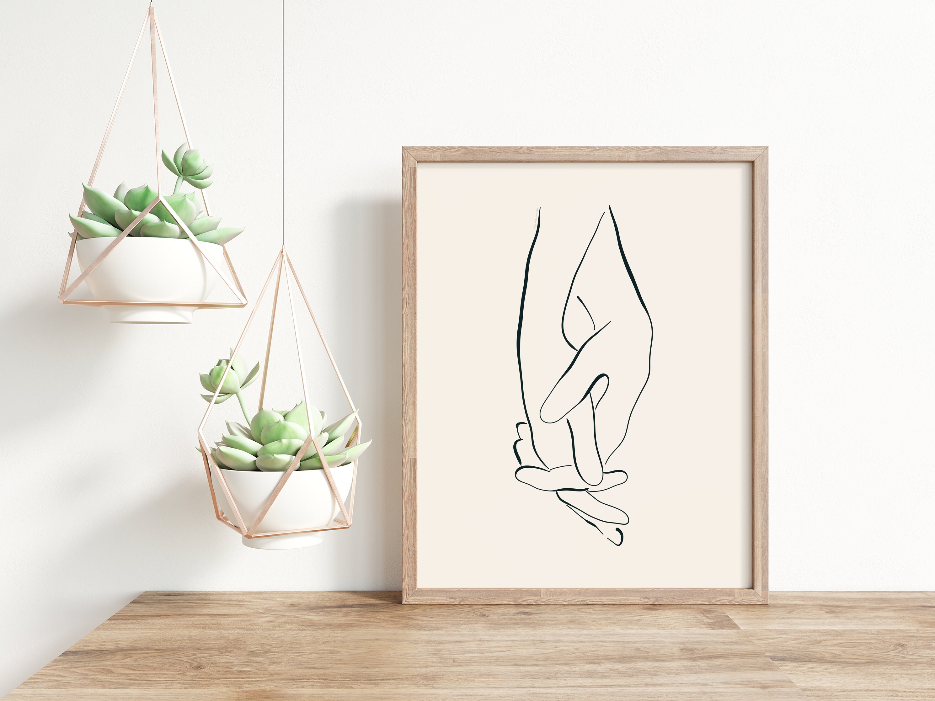 Holding Hands Line Art Print Printable Wall Art Neutral - Etsy