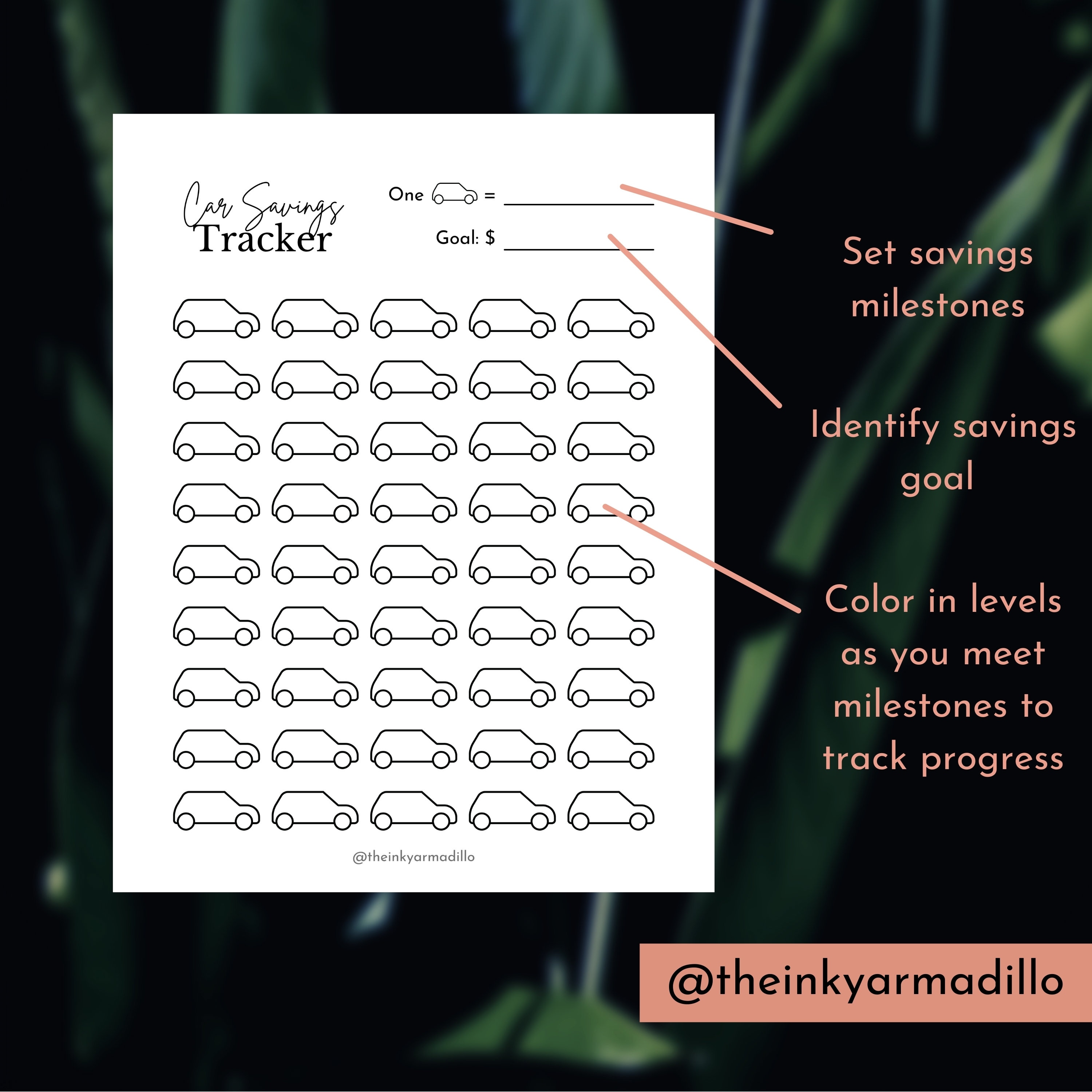 Printable Car Savings Tracker, Vehicle Finance Planner, Instant ...