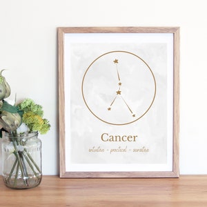 Cancer Star Sign Printable Wall Art Digital Download Zodiac | Etsy