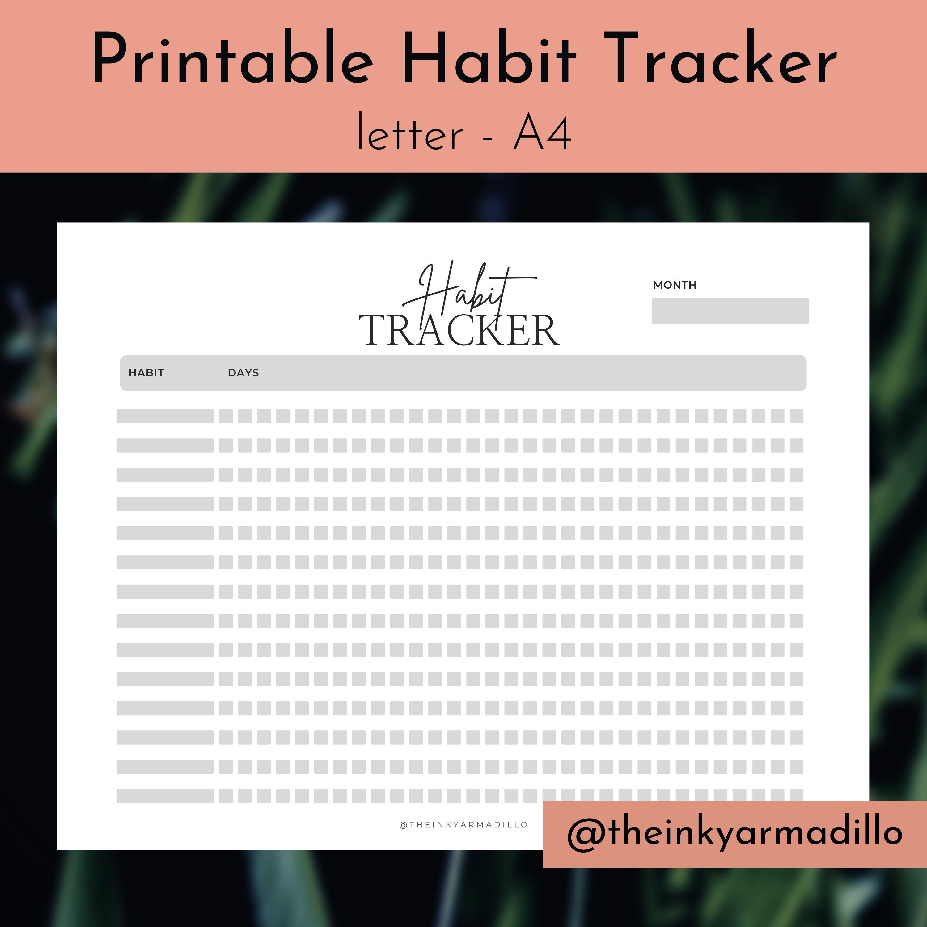 Habit Tracker Printable, Monthly Habit Tracker, 30 Day Habit Challenge ...