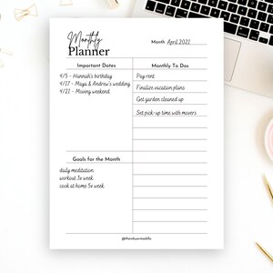 Printable Monthly Planner Month at a Glance Monthly - Etsy