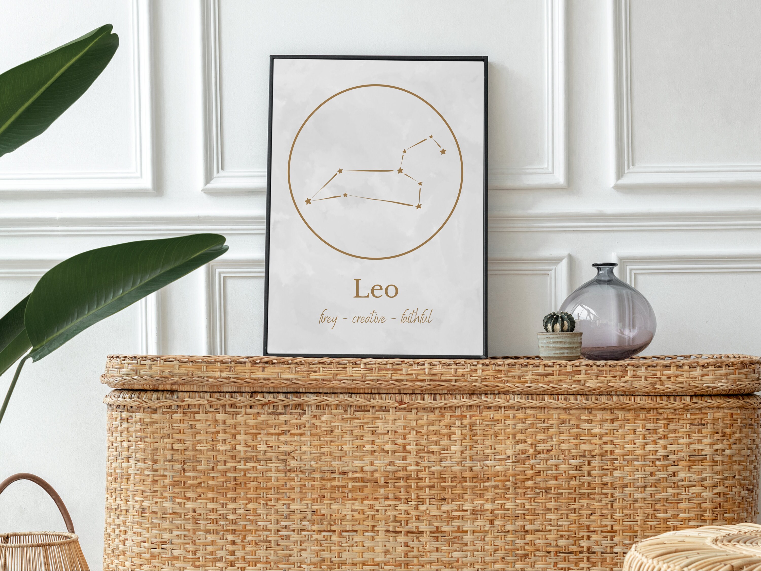 Leo Star Sign Printable Wall Art, Digital Download, Zodiac Print ...
