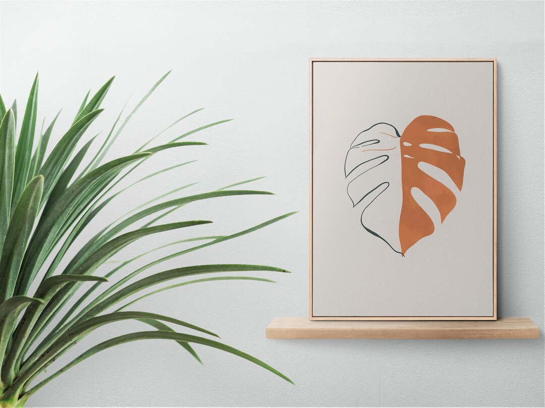 Monstera Line Art Print, Printable Wall Art, Digital Download, Nursery ...