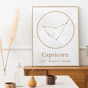 Capricorn Star Sign Printable Wall Art, Digital Download, Zodiac Print ...