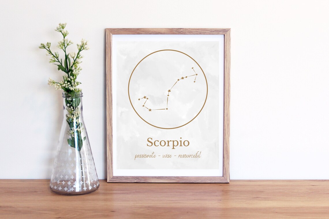 Scorpio Star Sign Printable Wall Art Digital Download Zodiac - Etsy